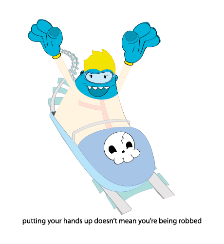 Hands Up – upside down grin